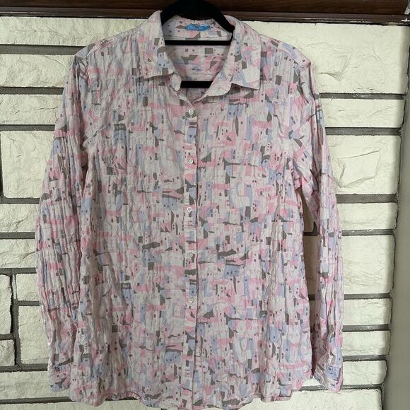 J. McLaughlin | Tops | Jmclaughlin Lois Pink Cotton Blouse Crinkle ...